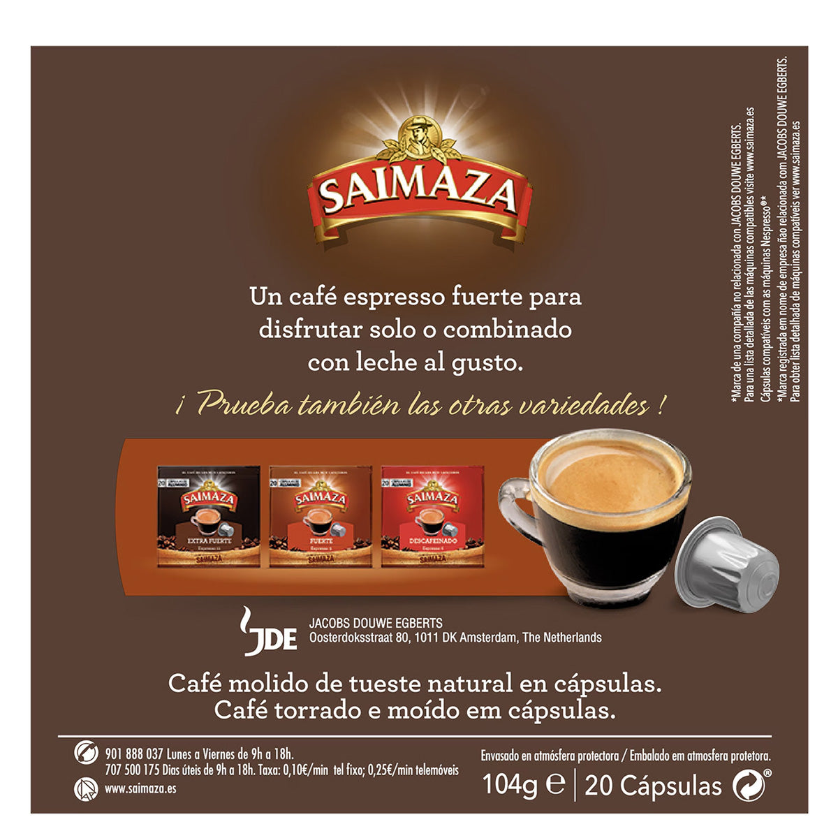 SAIMAZA Café Fuerte Nº 9 - 20 capsulas - Nespresso – Mesa Del Sur